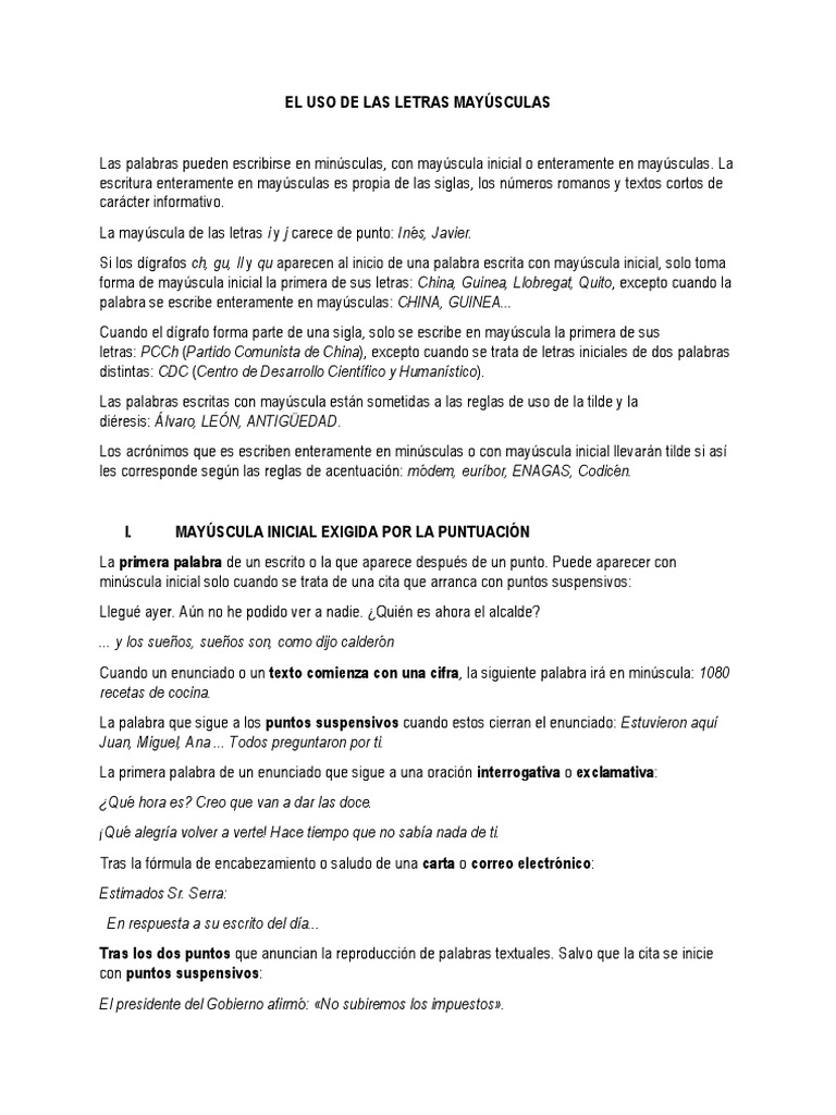 El Uso de Las Letras Mayúsculas | PDF | Caso de carta | Puntuación