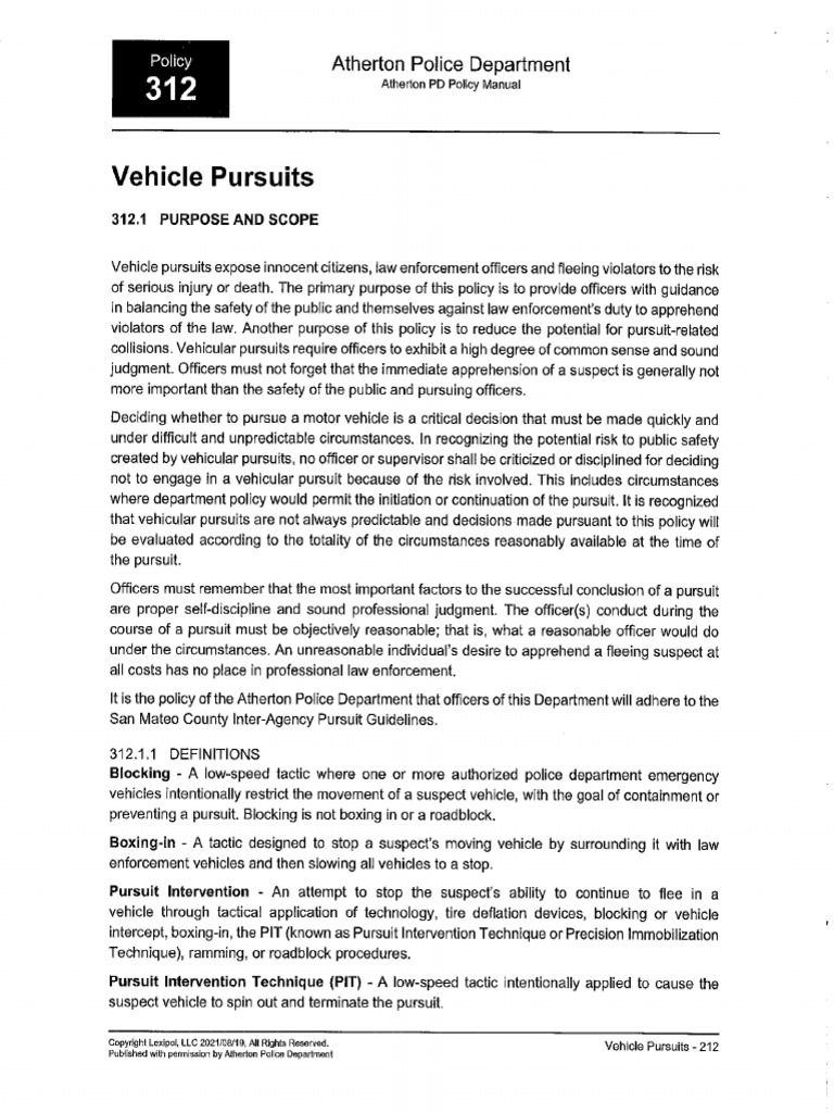 Atherton Police Department Policy Manual | PDF