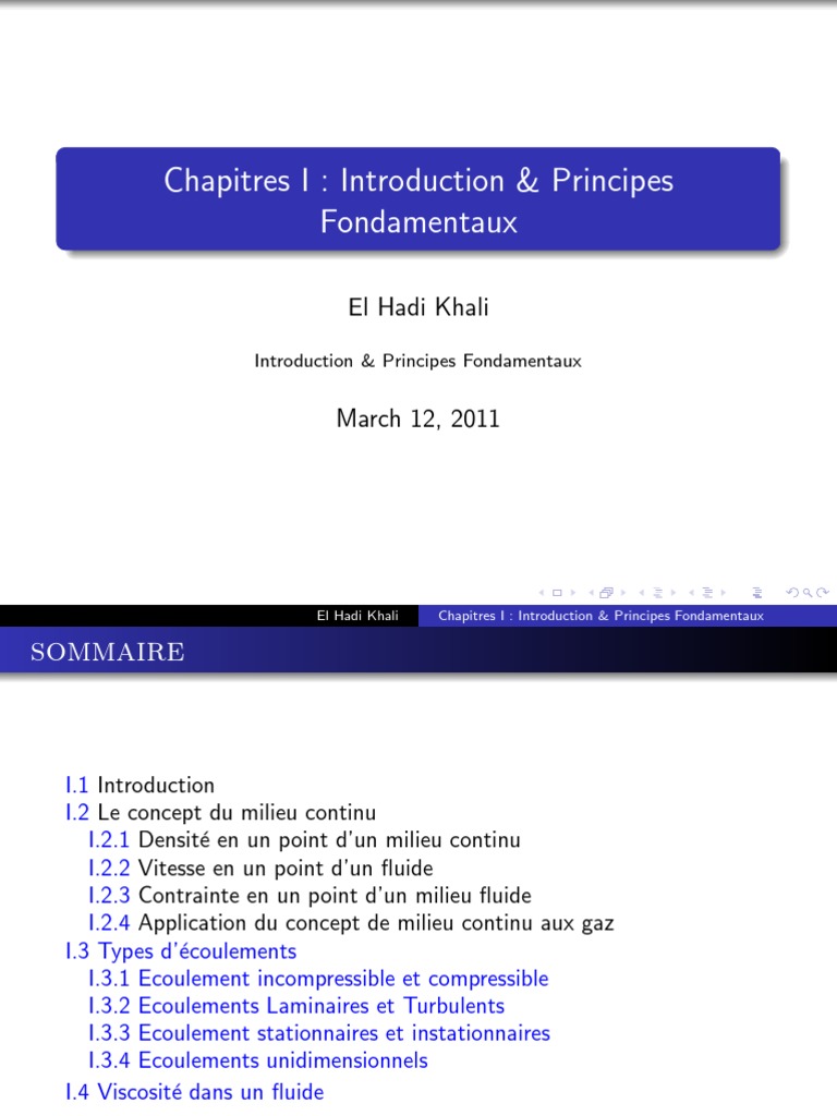 CH1 Intro Princ Fond | PDF | Fluide | Pression
