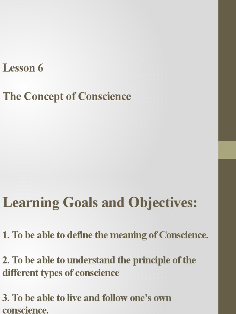 Lesson 6 CONSCIENCE | PDF | Conscience | Morality