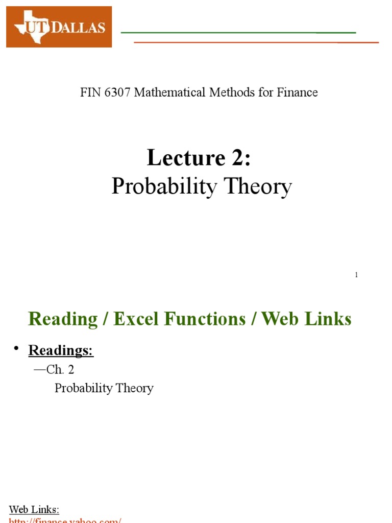 Chap 2 - Probability Theory - PPT | PDF | Probability Distribution ...