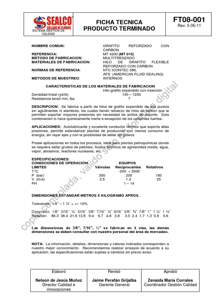 mt4200 Grafito Reforzado Con Carbon | PDF | Naturaleza | Ciencias fisicas