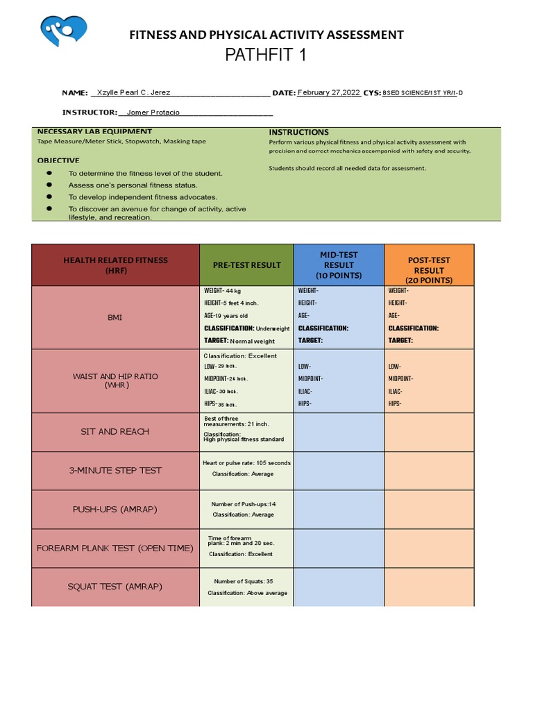 Jerez - Task 3 Pre-Fitness Test - PE 111 | PDF | Body Mass Index ...