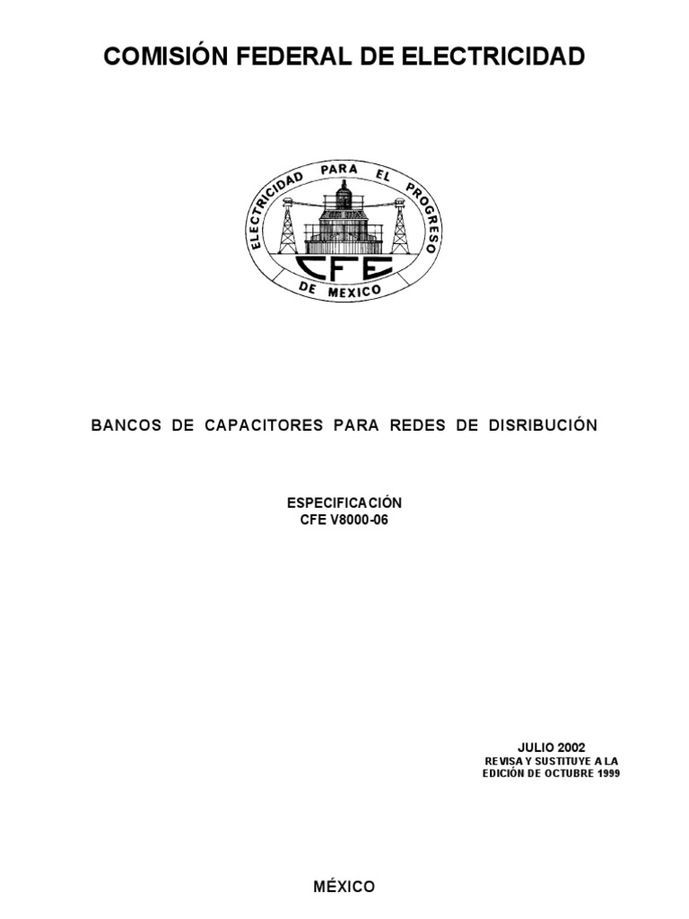 Especificaciones de Bancos de Capacitores CFE | PDF | Transformador ...