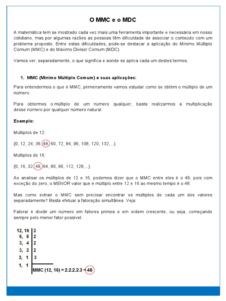 MMC e MDC | PDF | Tempo | Números