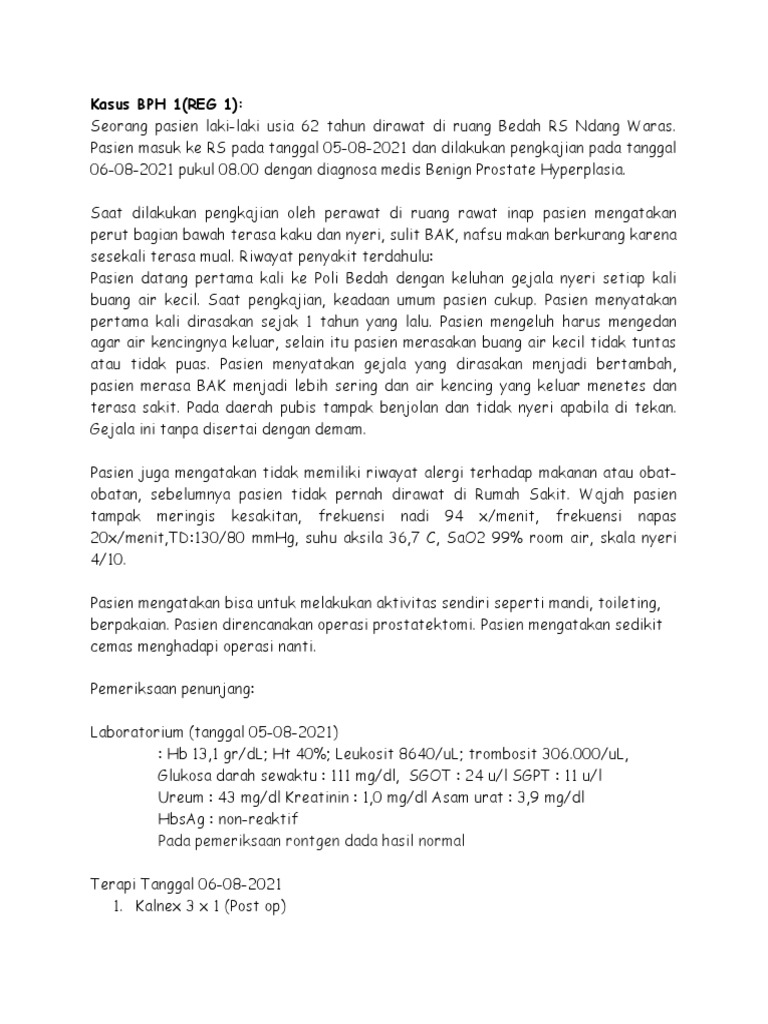 Kasus 1 BPH Kelas Reguler | PDF