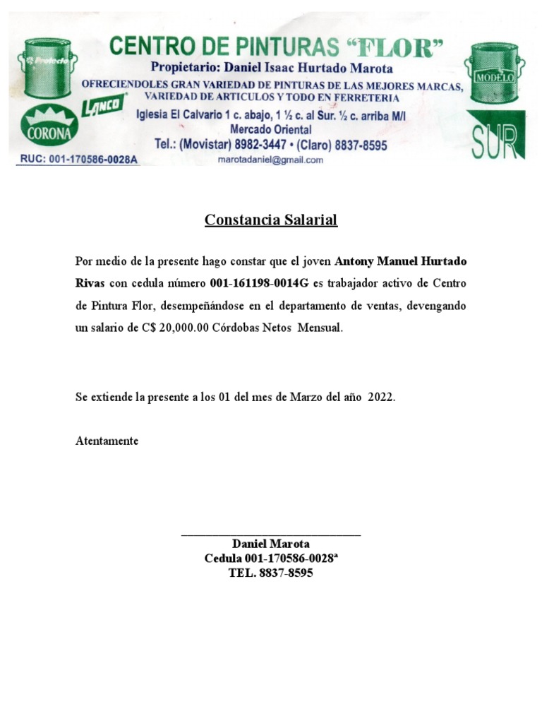 Constancia Salarial | PDF