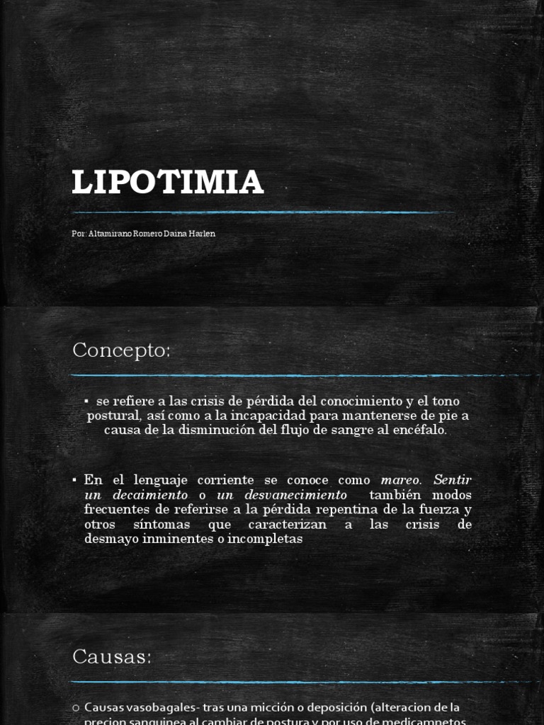 Lipotimia: Causas y Tratamiento | PDF