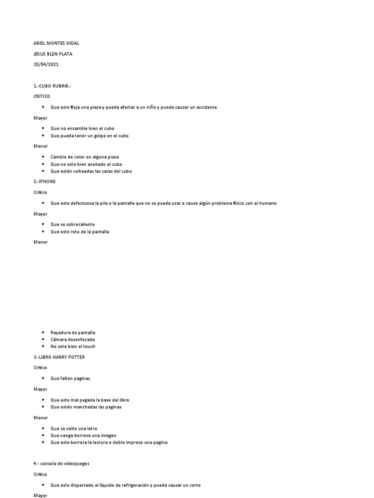 Defectos de Productos | PDF | Medicina CLINICA | Especialidades Medicas