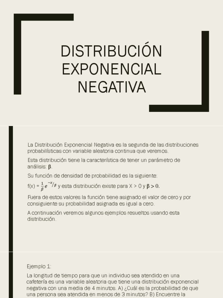 Distribución exponencial negativa y ejemplos resueltos | PDF
