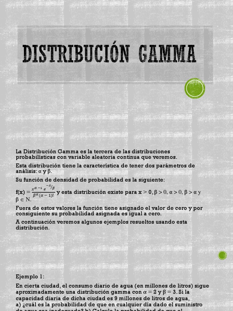 Ejemplos de Distribución Gamma en Estadística | PDF | Probabilidad ...