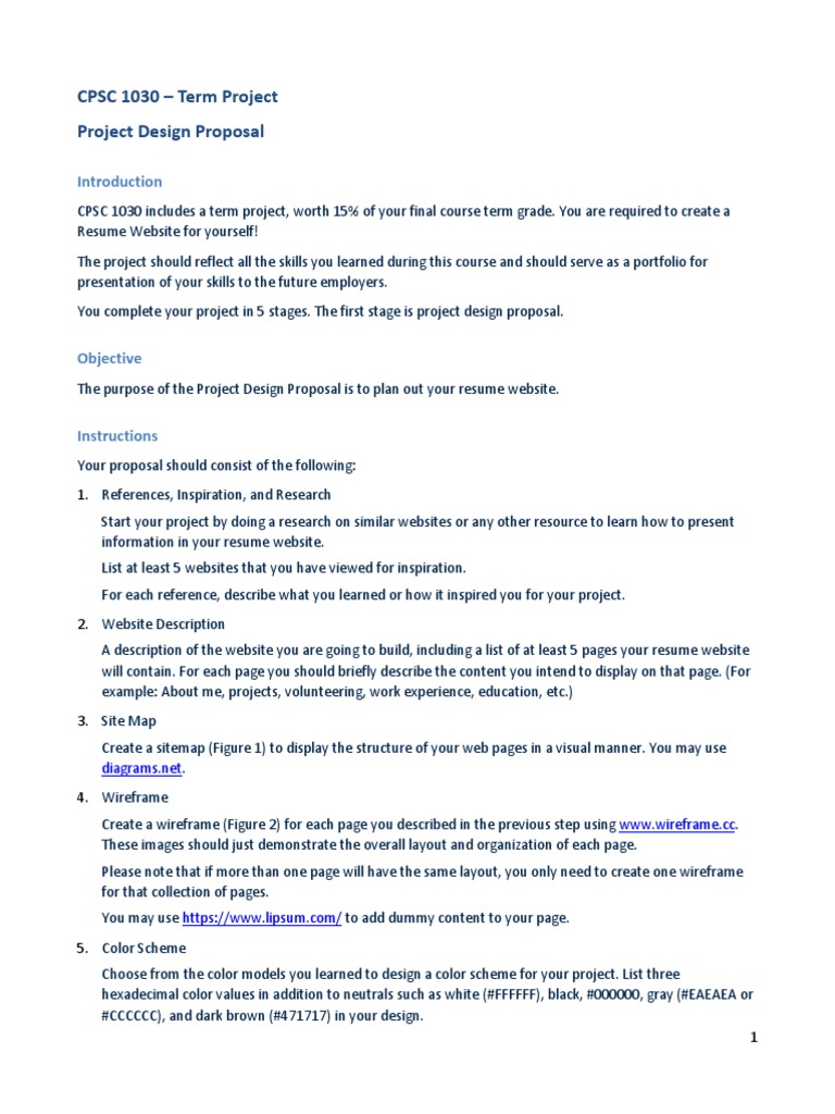 CPSC 1030 - Term Project Project Design Proposal | PDF | Websites ...