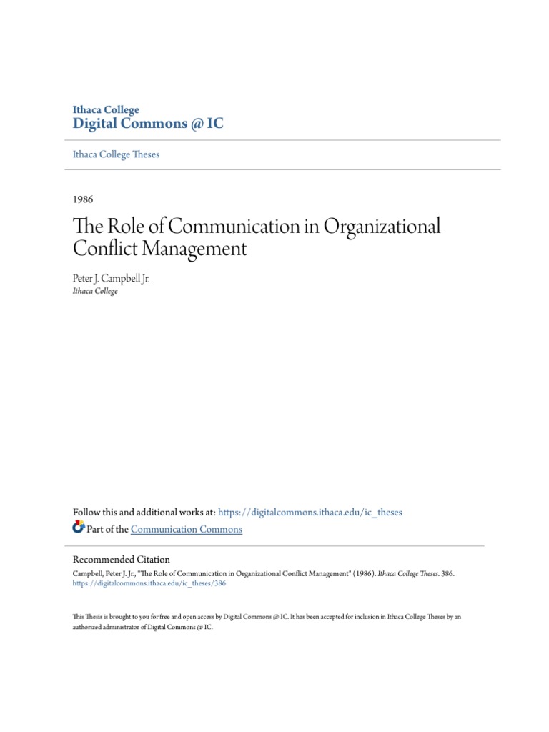 The Role of Communication in Organizational Conflict Management | PDF ...