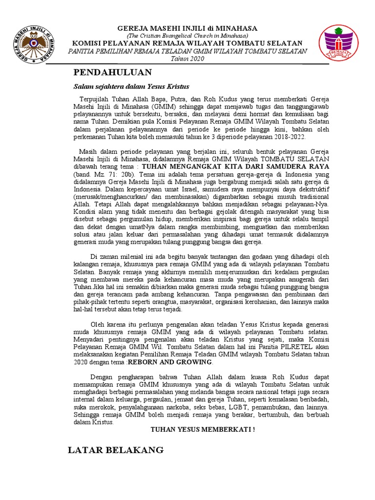 Remaja Teladan GMIM 2020 | PDF