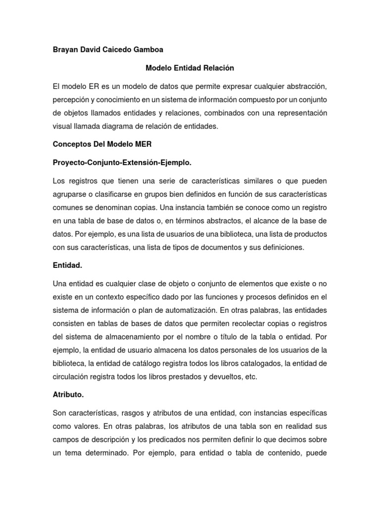 Modelo Mer | PDF | Objeto (informática) | Bases de datos