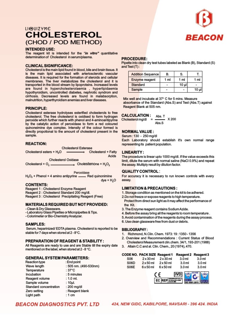 Cholesterol: (Chod / Pod Method) | PDF | Cholesterol | Hypercholesterolemia