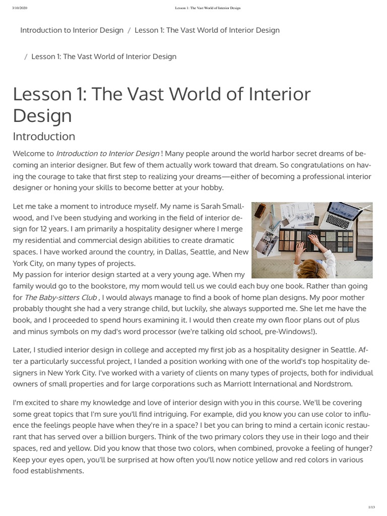 Lesson 1 - The Vast World of Interior Design | PDF | Interior Design ...