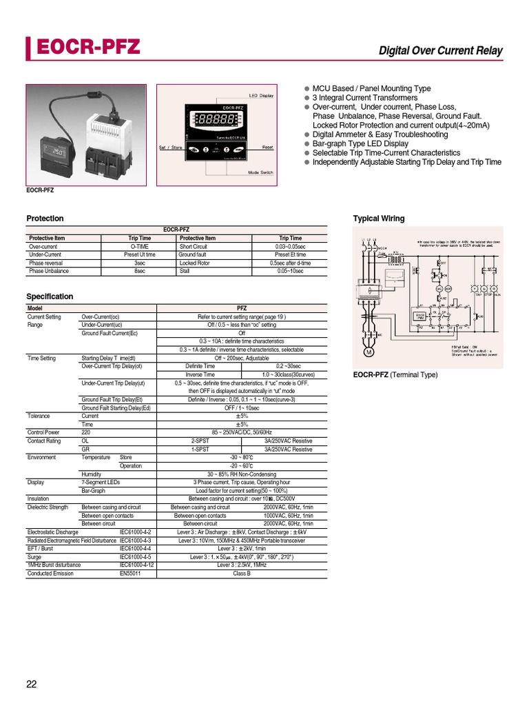Eocr-Pfz: Digital Over Current Relay | PDF | Electrical Components ...