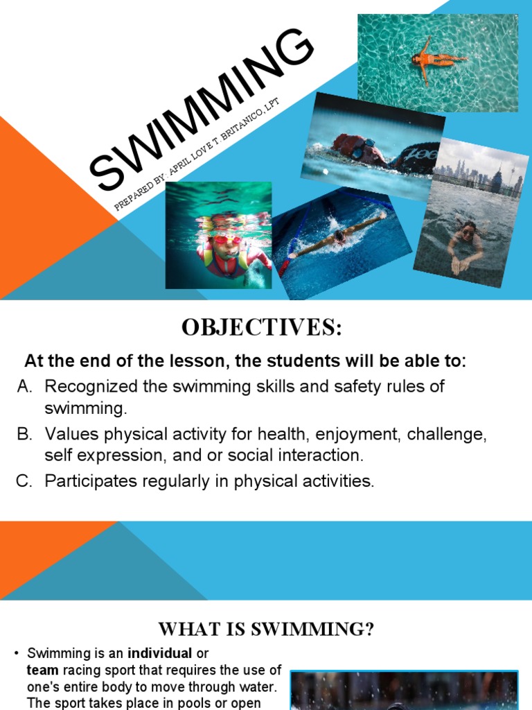 Swimming: Prepared By: April Love T. Britanico, LPT | PDF | Swimming ...