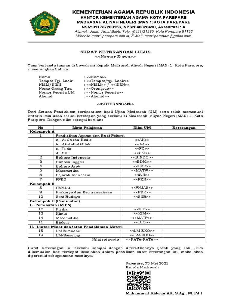 Template SKL 21 | PDF