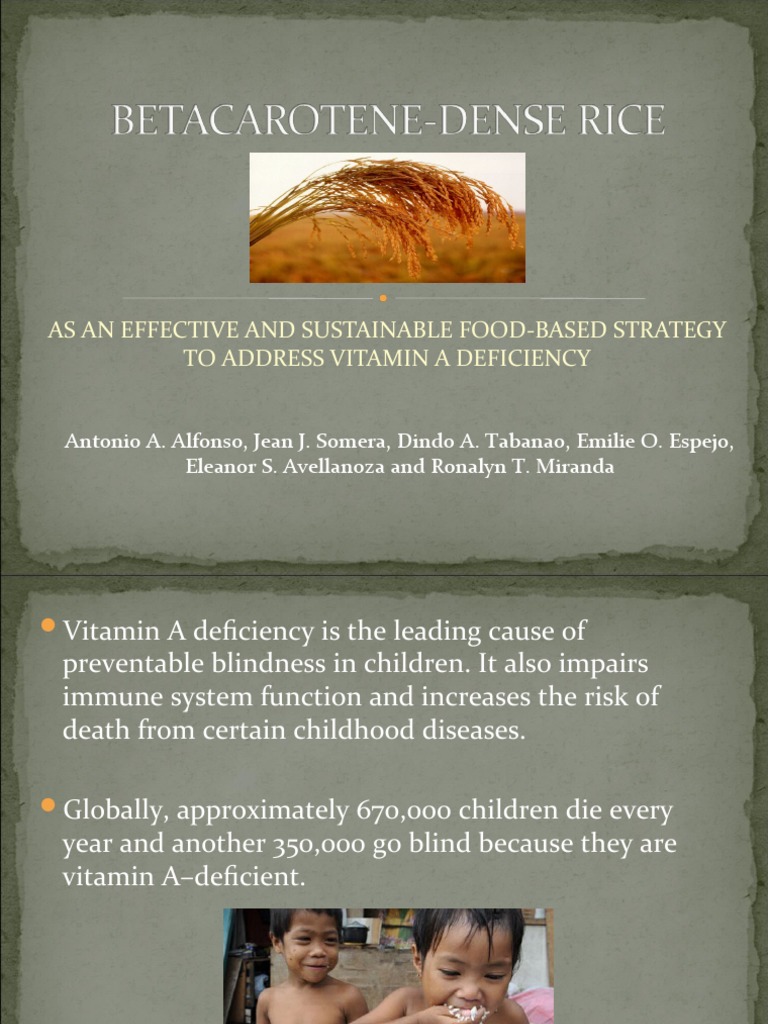 Golden Rice: A Solution for Vitamin A Deficiency | PDF | Biology ...