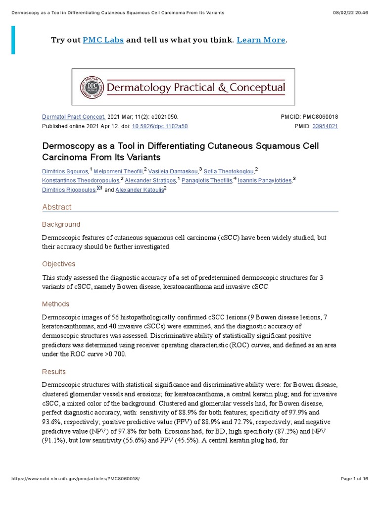 Dermoscopy As A Tool in Differentiating Cutaneous Squamous Cell ...