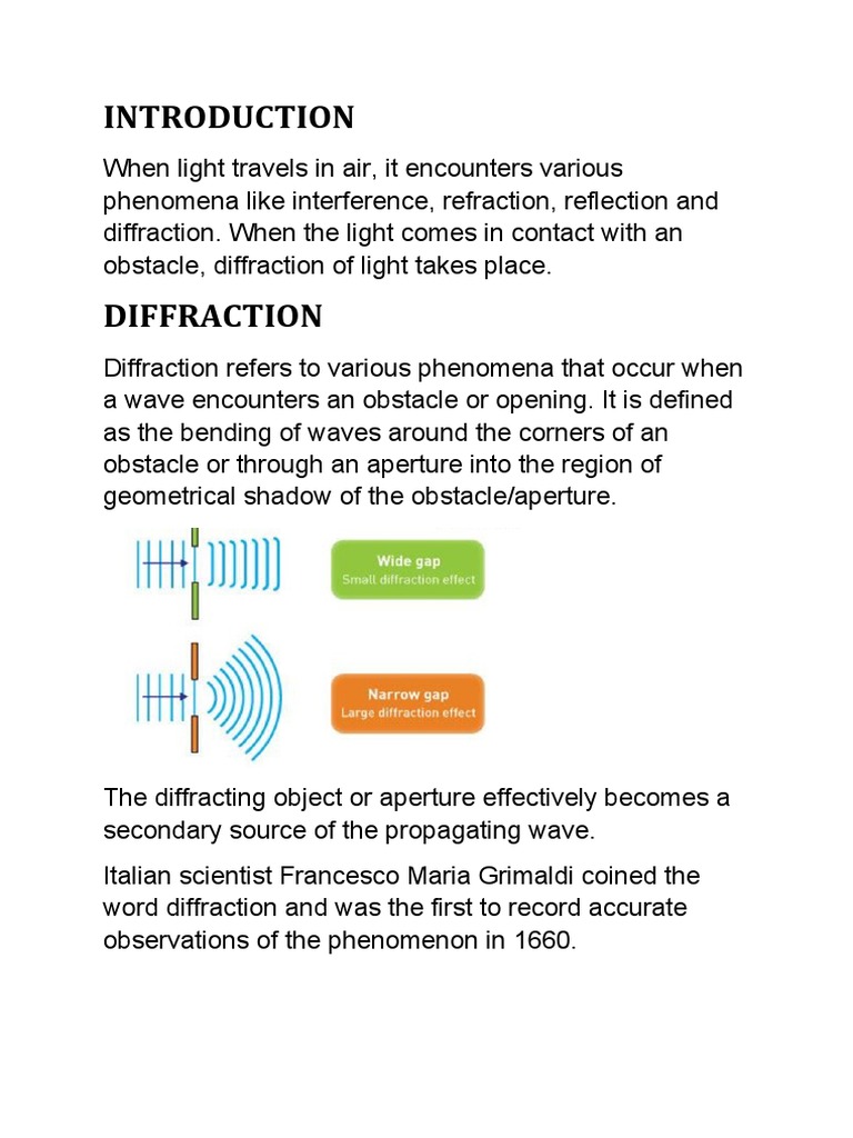 Diffraction of Light | PDF | Diffraction | Wavelength