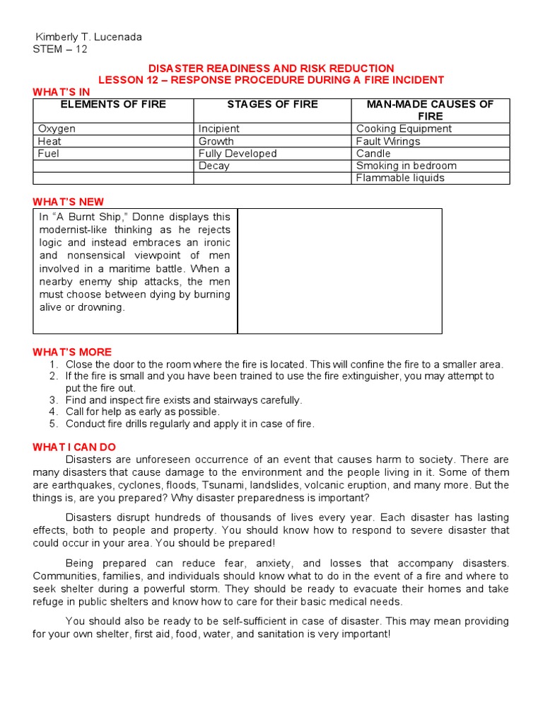 Elements of Fire Stages of Fire Man-Made Causes of Fire | PDF | Fires ...