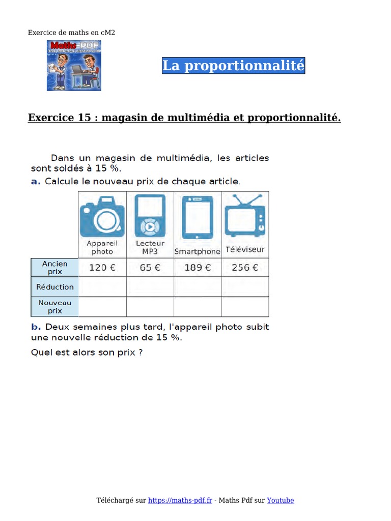 La Proportionnalite Exercice 15 CM2 | PDF