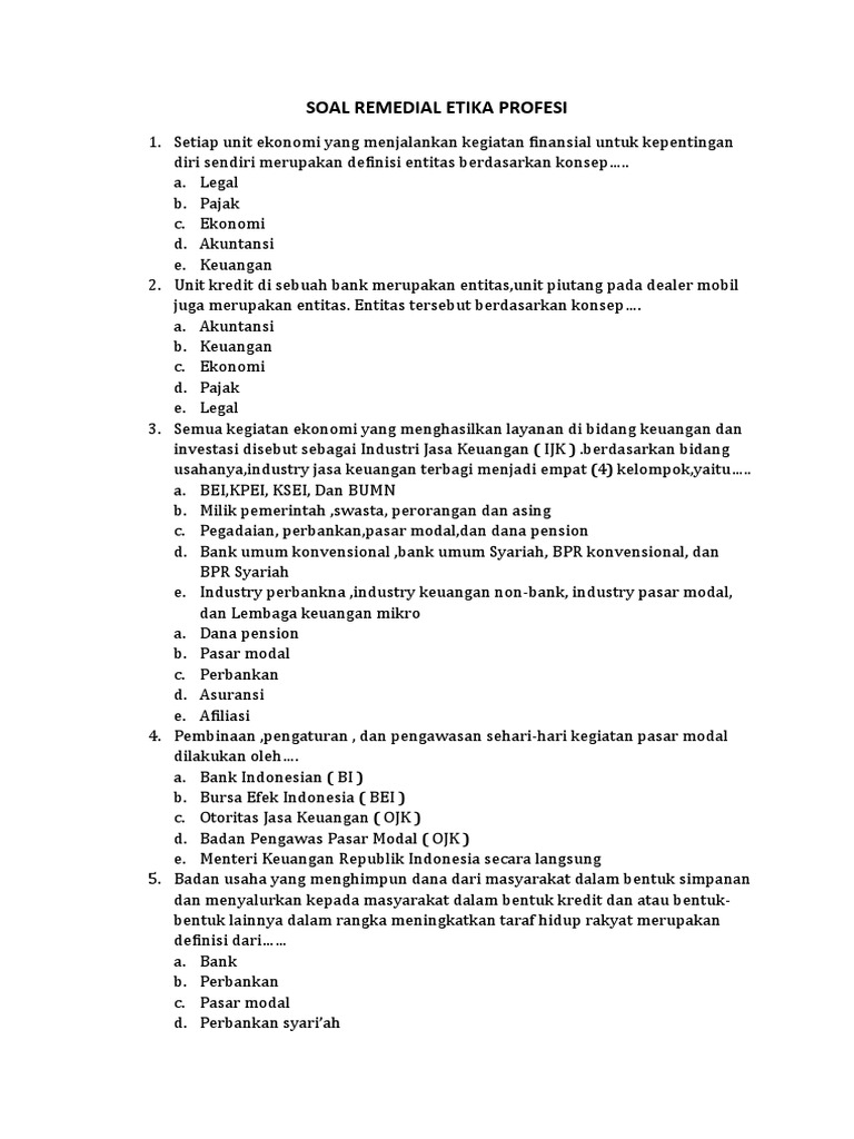 Soal Remedial Etika Profesi | PDF