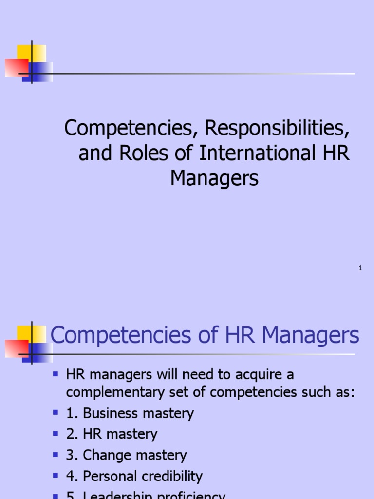 HR Manager Competencies and Roles | PDF | Human Resource Management ...