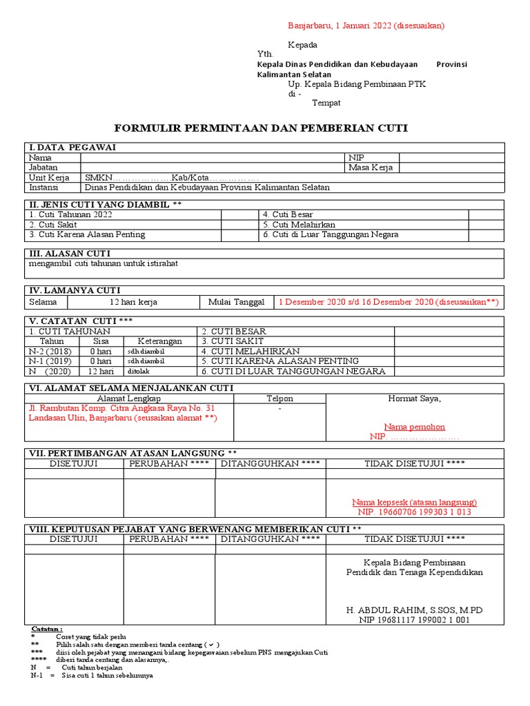 Form Cuti Tahunan | PDF
