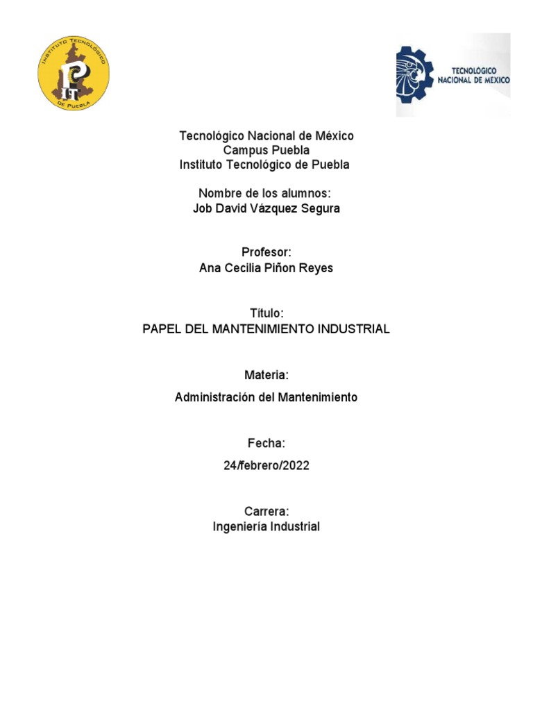 Papel Del Mantenimiento Industrial | PDF | Business | Economias