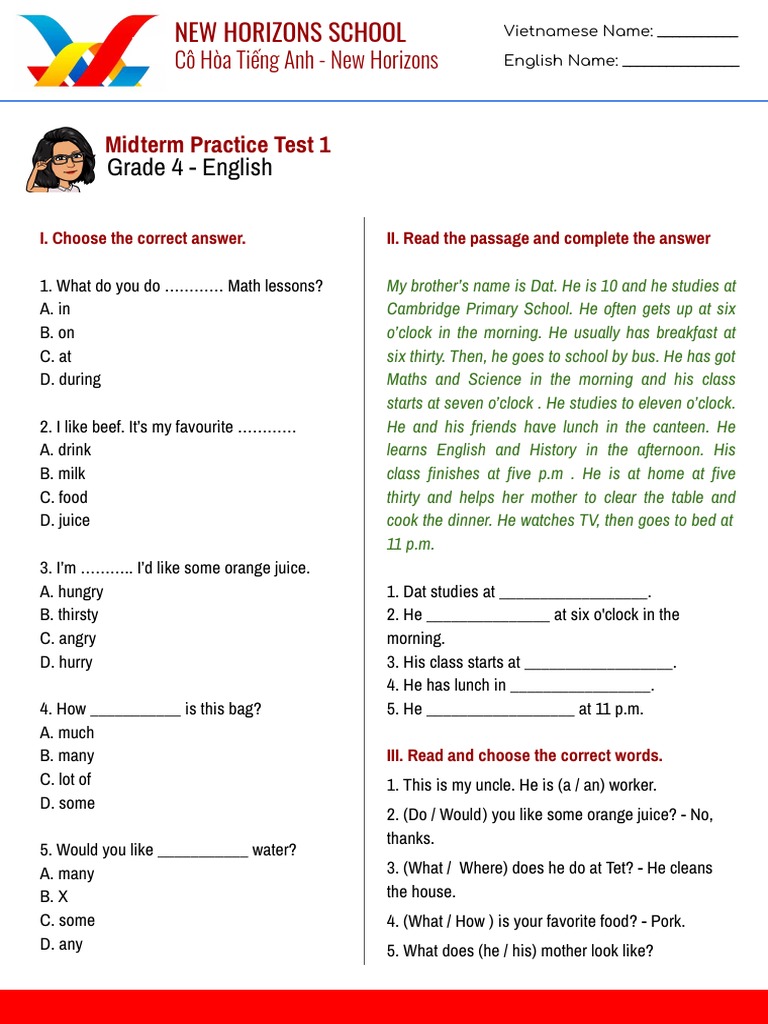 Practice Tests Grade 4 | PDF | Food And Drink