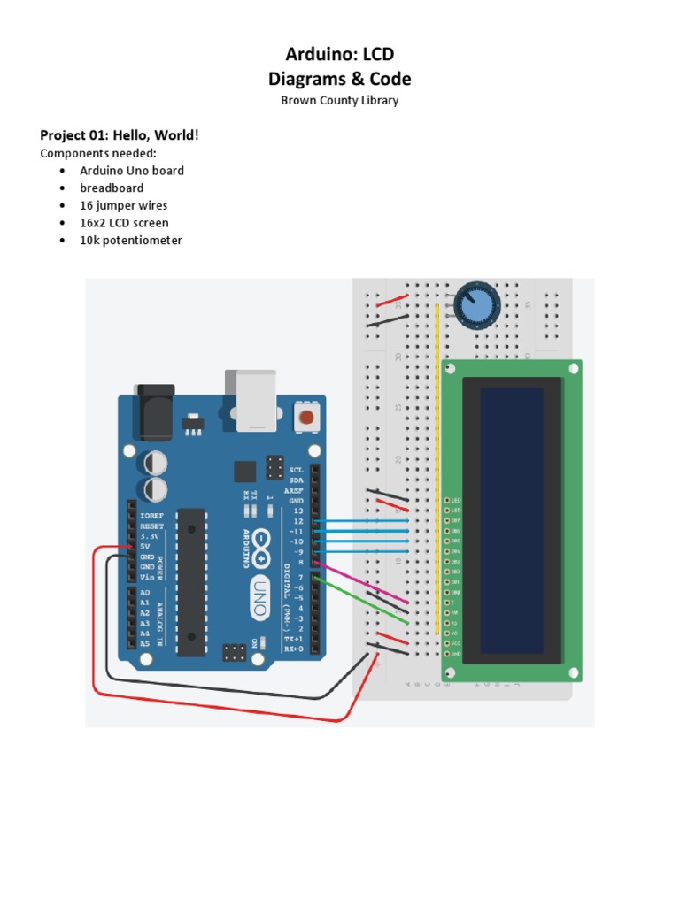 Arduino: LCD Diagrams & Code: Project 01: Hello, World! | PDF | Arduino | Liquid Crystal Display