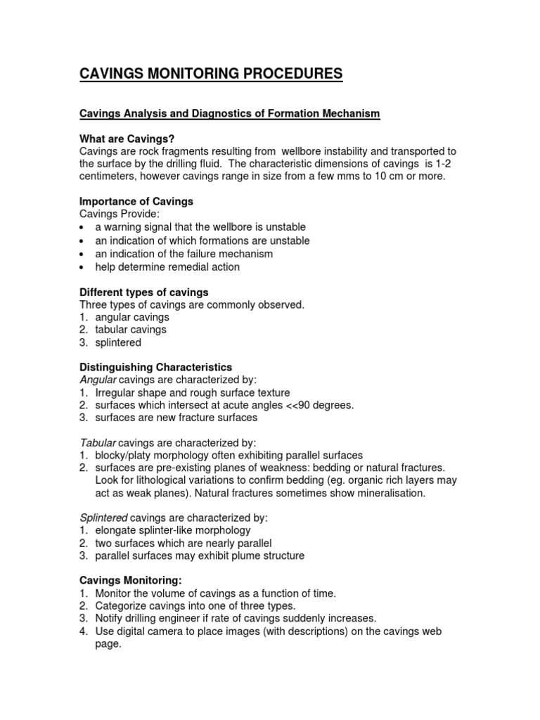 Cavings Monitoring Notes Full | PDF | Applied And Interdisciplinary Physics