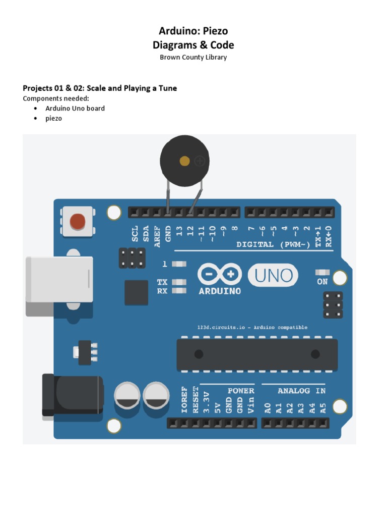 Arduino: Piezo Diagrams & Code: Projects 01 & 02: Scale and Playing A ...