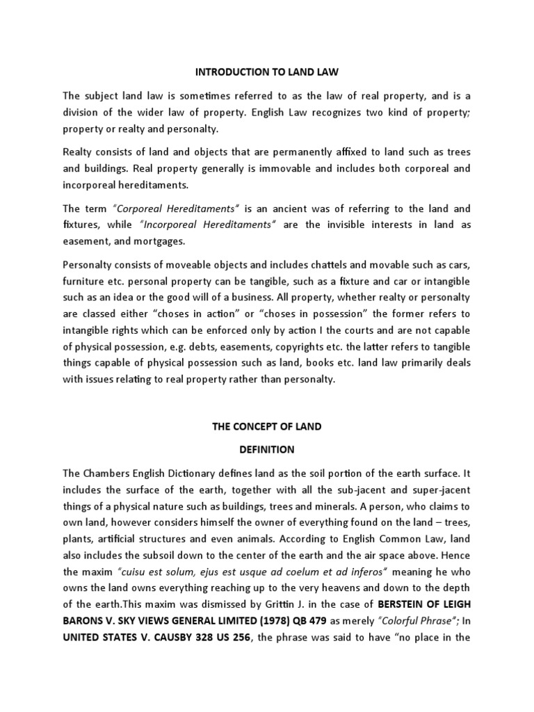 Land Law Notes | PDF | Fee Simple | Environmental Law