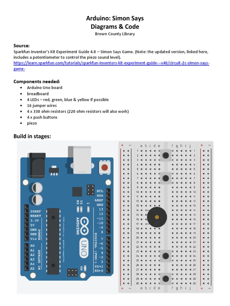 Arduino Simon Says Diagrams And Code Source Pdf Resistor Arduino 4047