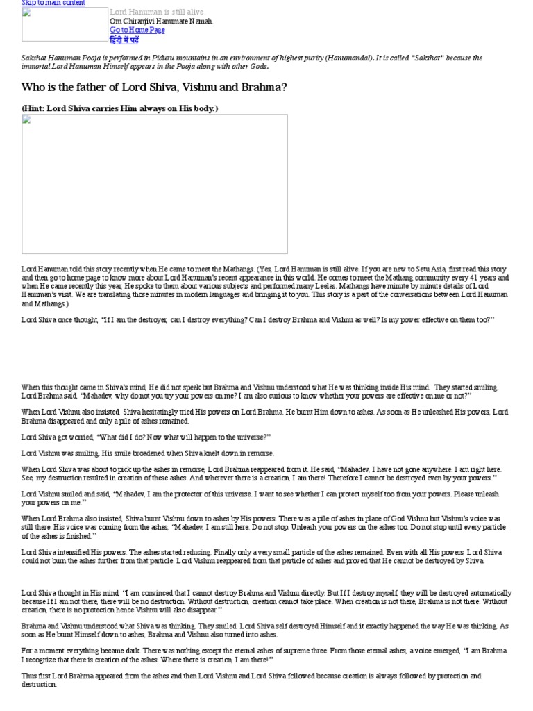 Who Is The Father of Lord Shiva, Vishnu and Brahma - Setu Asia | PDF ...