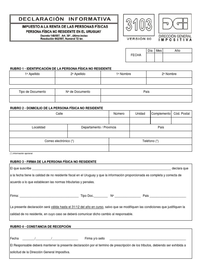 Formulario DGI - 3103 | PDF