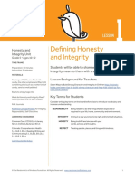 Grade 5 Integrity Lesson 1 Defining Honesty and Integrity | PDF | Learning