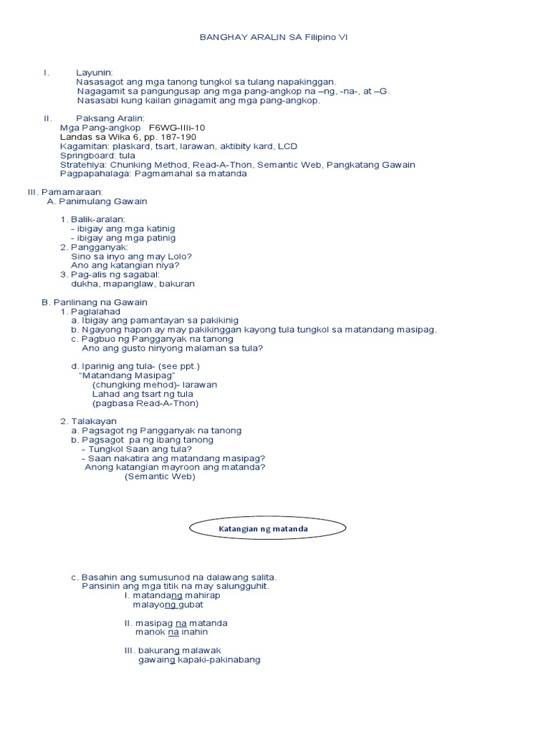 DLP - Filipino 6 Pang Angkop | PDF