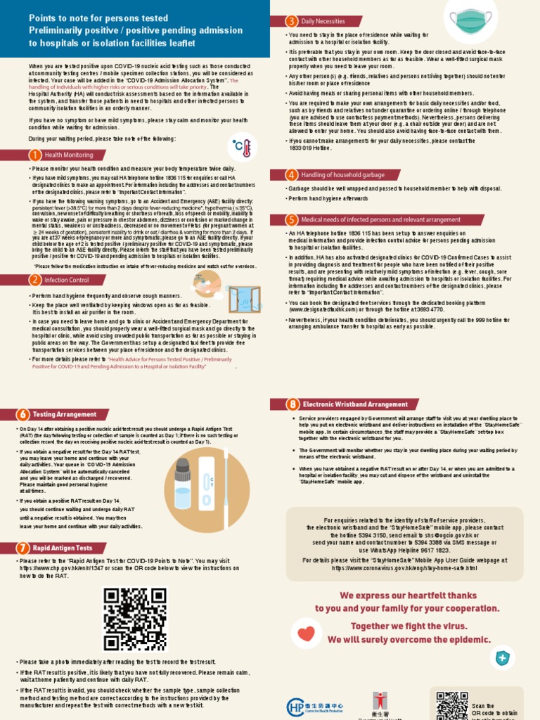 Points To Note For Persons Tested Preliminarily Positive / Positive ...