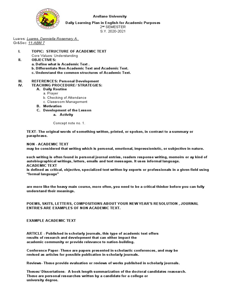 L01 Structure Of Academic Text Pdf Essays Thesis