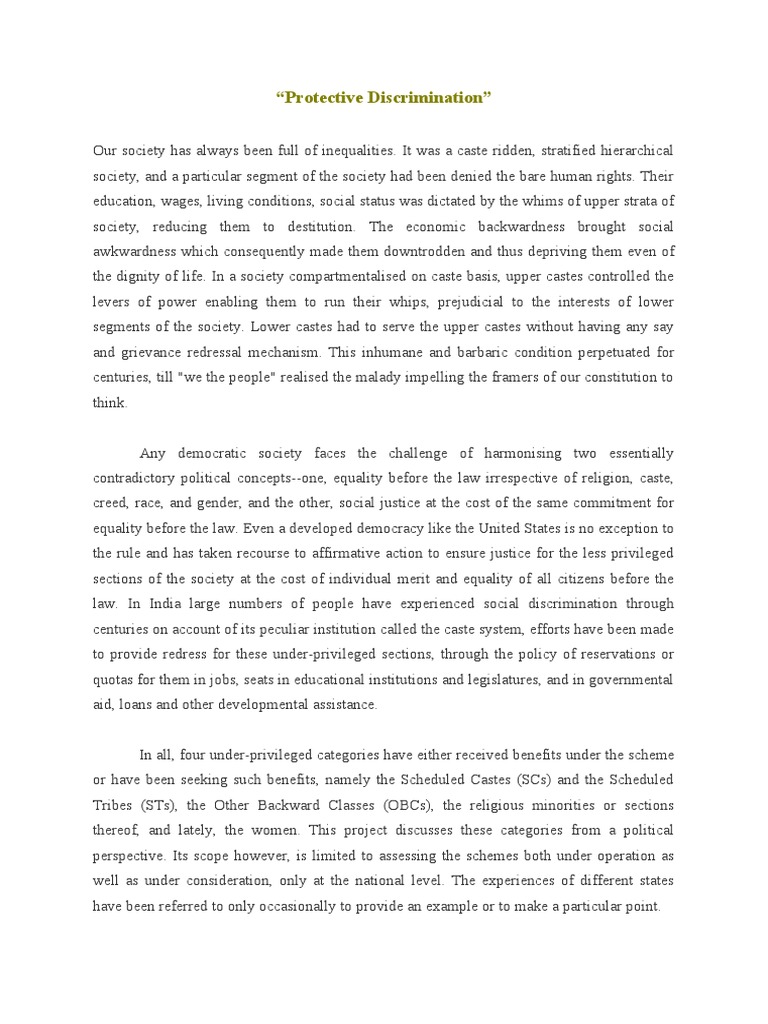Protective Discrimination | PDF | Dalit | Crime & Violence