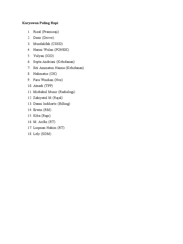 Karyawan Paling Rapi | PDF | Travel