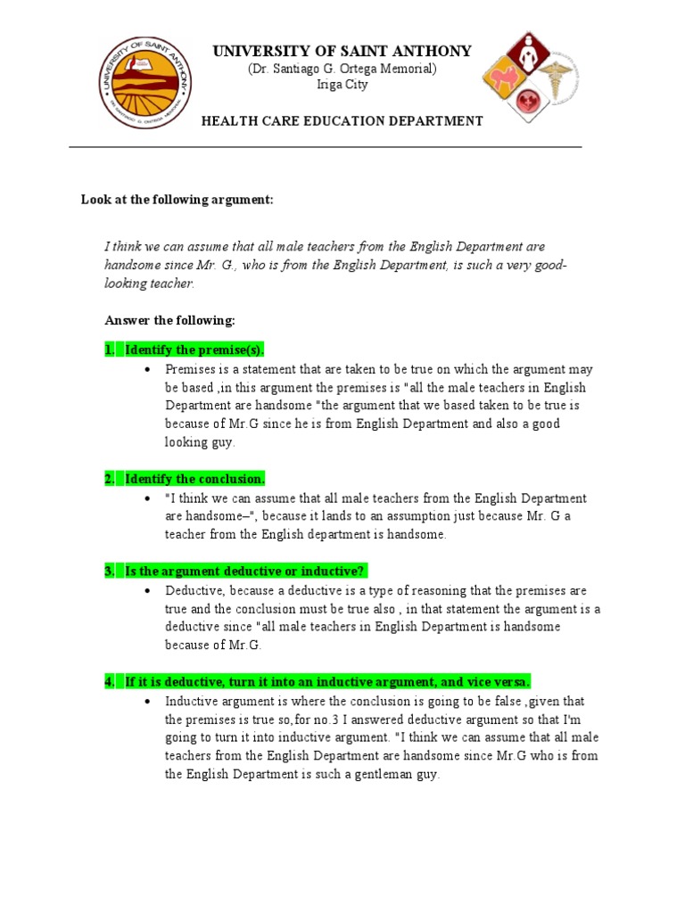 Analyzing Deductive and Inductive Arguments | PDF | Argument ...