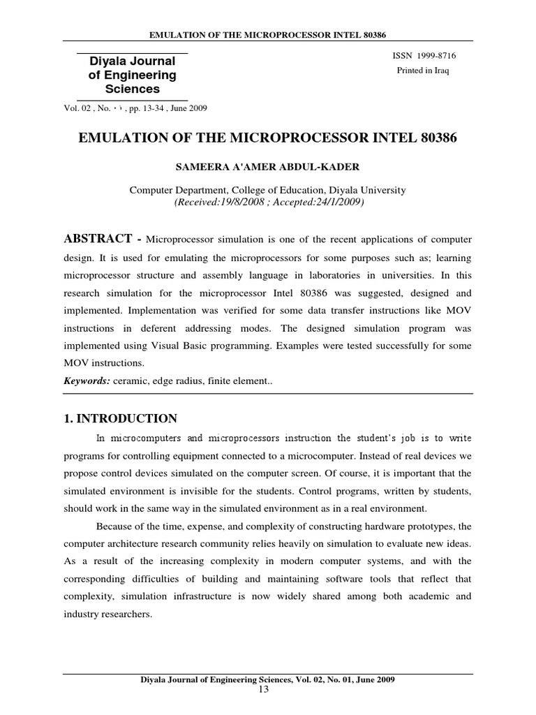 Intel 80386 Microprocessor Emulation | PDF | Microprocessor | Central Processing Unit
