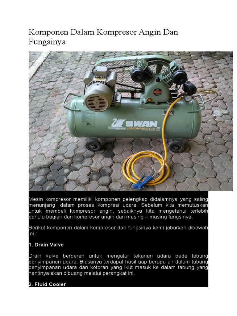 Bagian-Bagian Kompresor Angin Dan Fungsinya | PDF